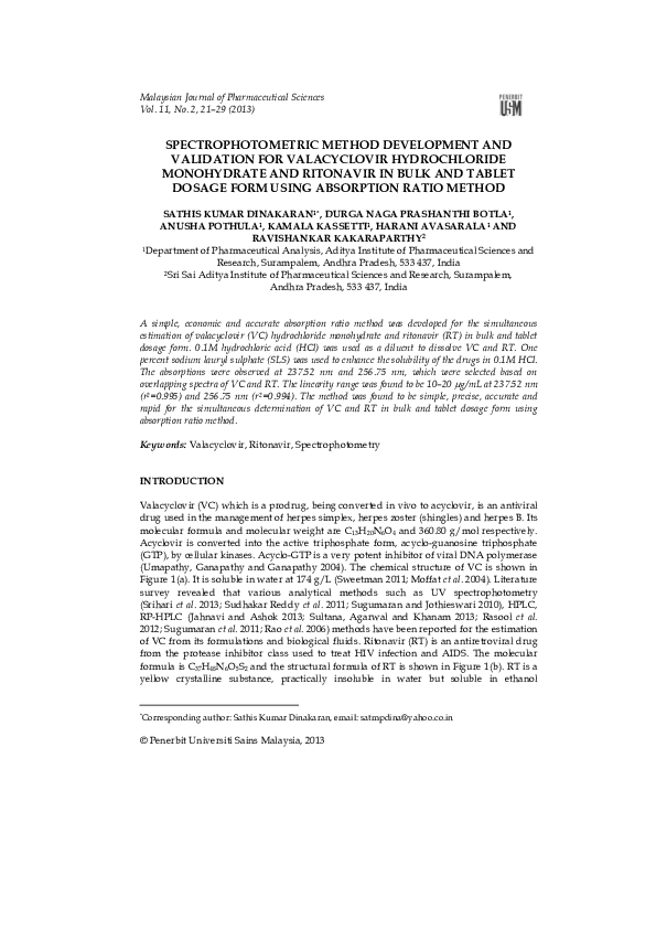 (PDF) Spectrophotometric Method Development and Validation for the Determination of ...