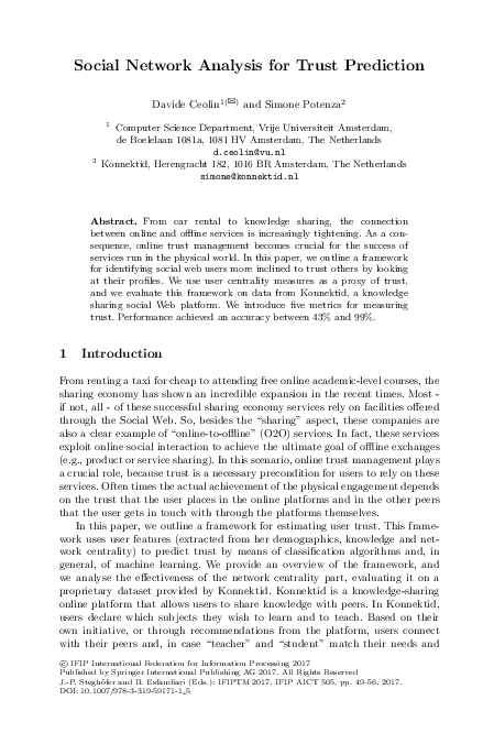 (PDF) Social Network Analysis for Trust Prediction
