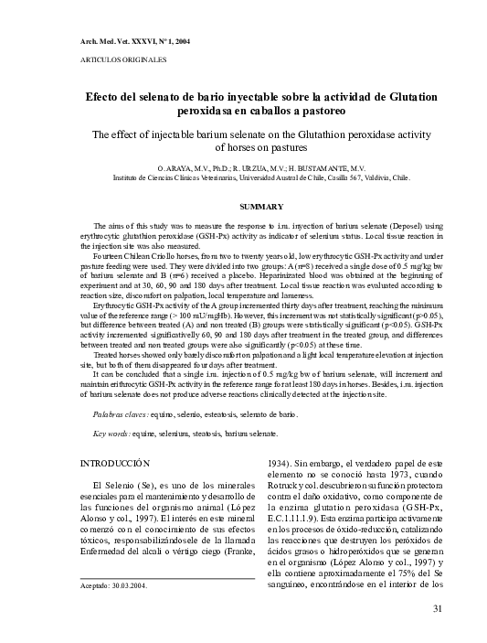 (PDF) Efecto del selenato de bario inyectable sobre la actividad de ...