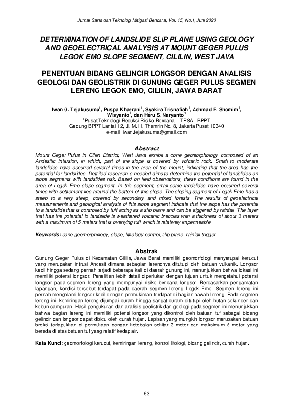 (PDF) Determination of Landslide Slip Plane Using Geology and ...