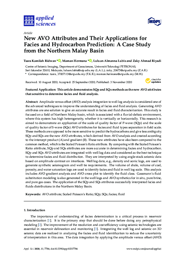(PDF) New AVO Attributes and Their Applications for Facies and ...