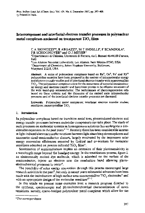 (PDF) Intercomponent and interfacial electron transfer processes in ...