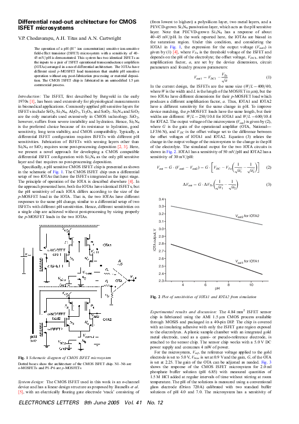 (PDF) Differential read-out architecture for CMOS ISFET microsystems
