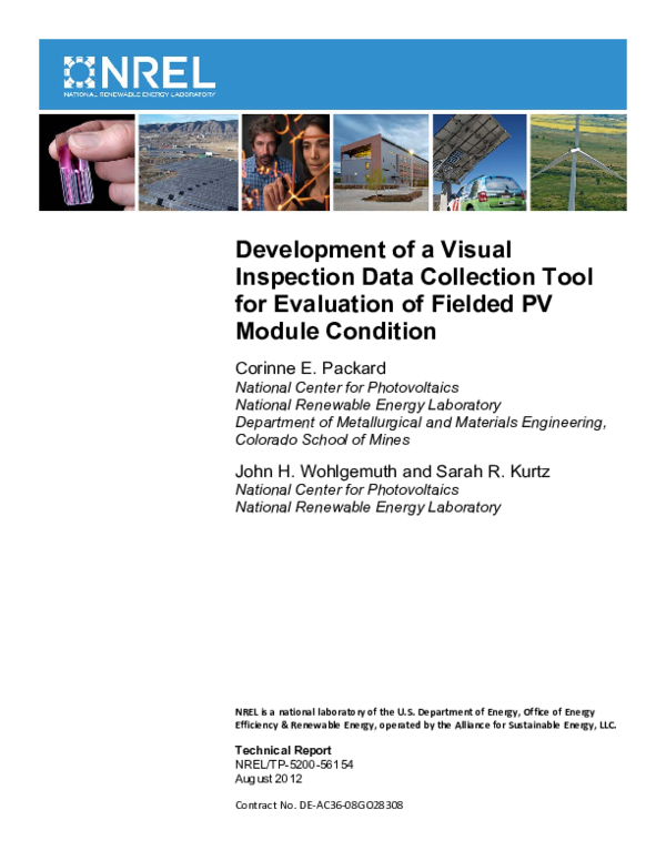 (PDF) Development of a Visual Inspection Data Collection Tool for ...