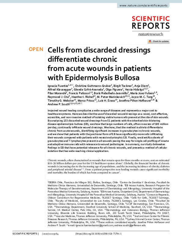 (PDF) Cells from discarded dressings differentiate chronic from acute ...