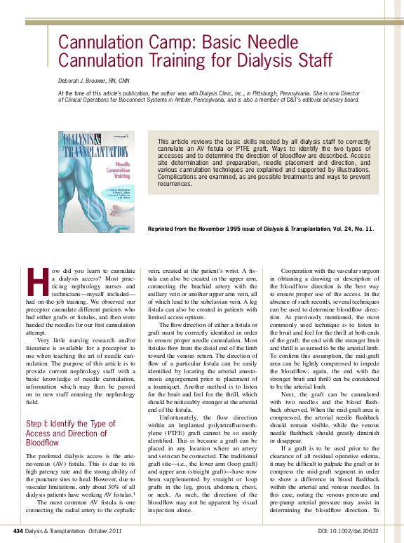 (PDF) Cannulation Camp: Basic needle cannulation training for dialysis ...