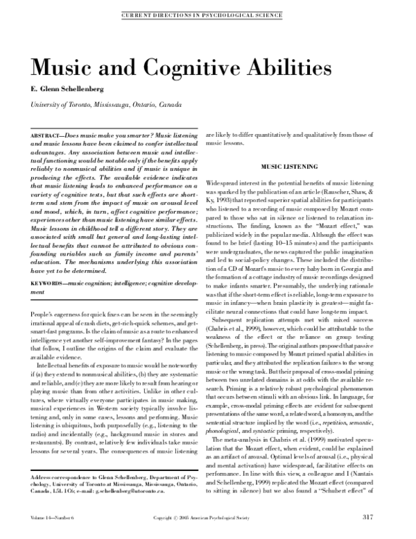 (PDF) Music and Cognitive Abilities