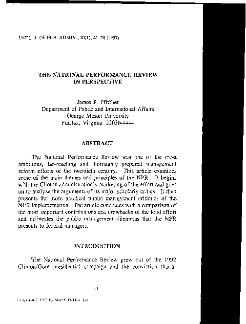 (PDF) The national performance review in perspective