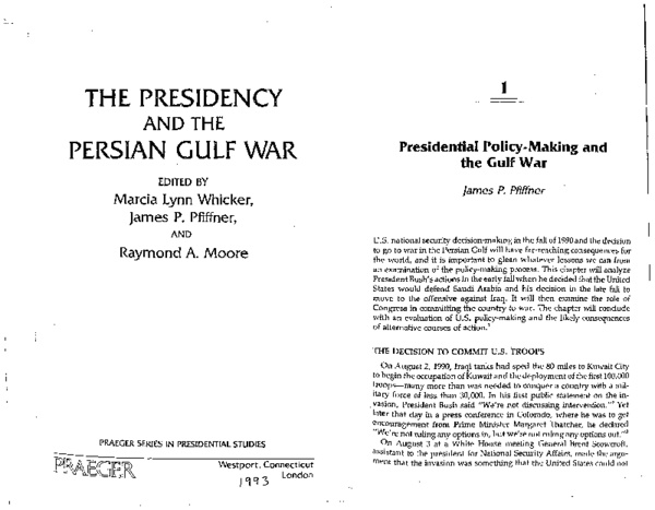 (PDF) The Presidency and the Persian Gulf War