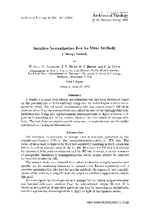 (PDF) Sensitive neutralization test for virus antibody