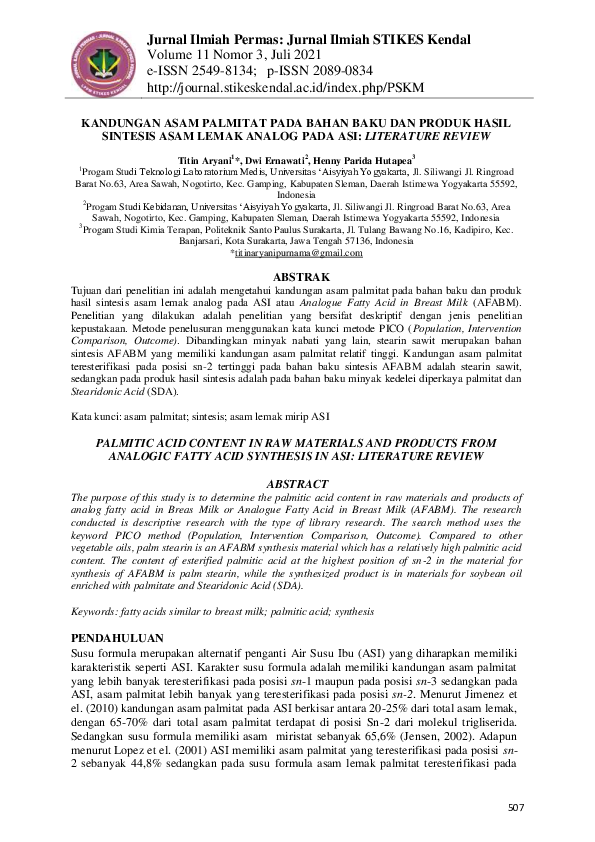 (PDF) Kandungan Asam Palmitat Pada Bahan Baku dan Produk Hasil Sintesis ...