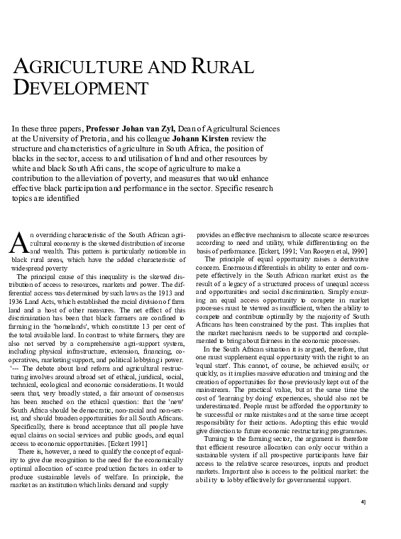 (PDF) Agricultural and Rural Development