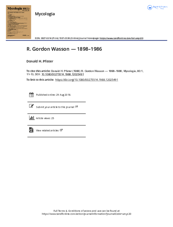 (PDF) R. Gordon Wasson: 1898-1986