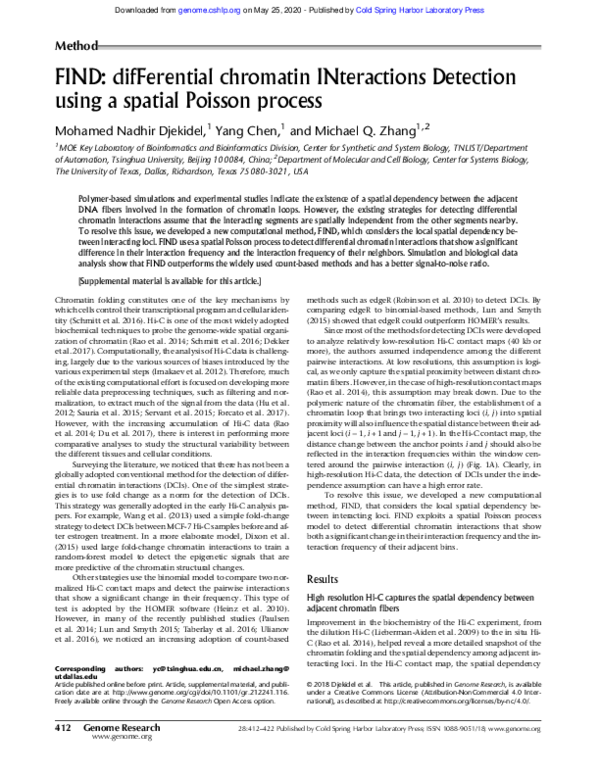 (PDF) FIND: difFerential chromatin INteractions Detection using a spatial Poisson process
