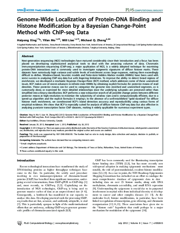 (PDF) ChIP-chip versus ChIP-seq: Lessons for experimental design and data analysis | Joshua Ho ...