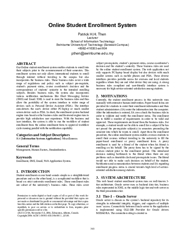 (PDF) Online student enrollment system