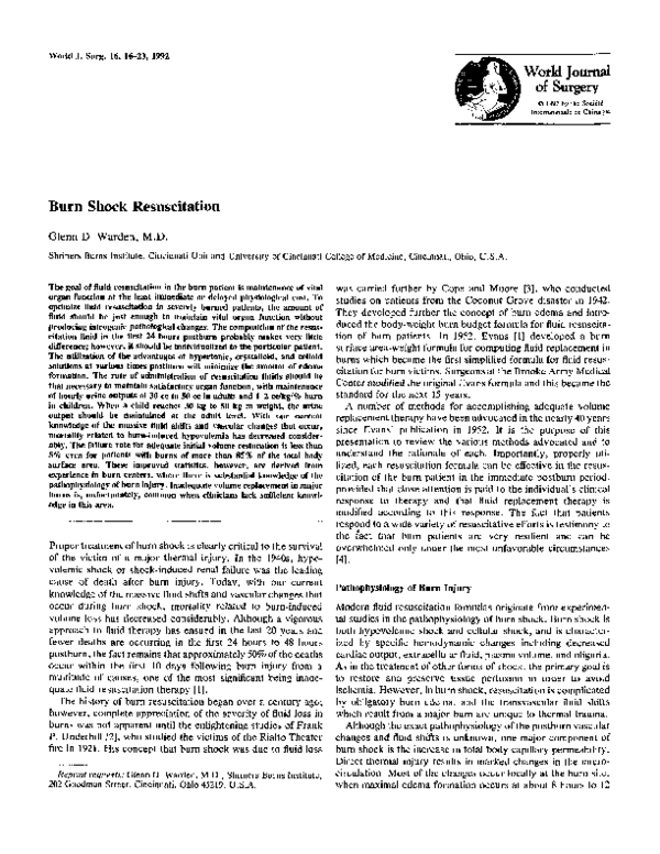 (PDF) Burn shock resuscitation