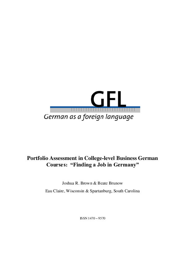 (PDF) Portfolio Assessment in College-level Business German Courses ...