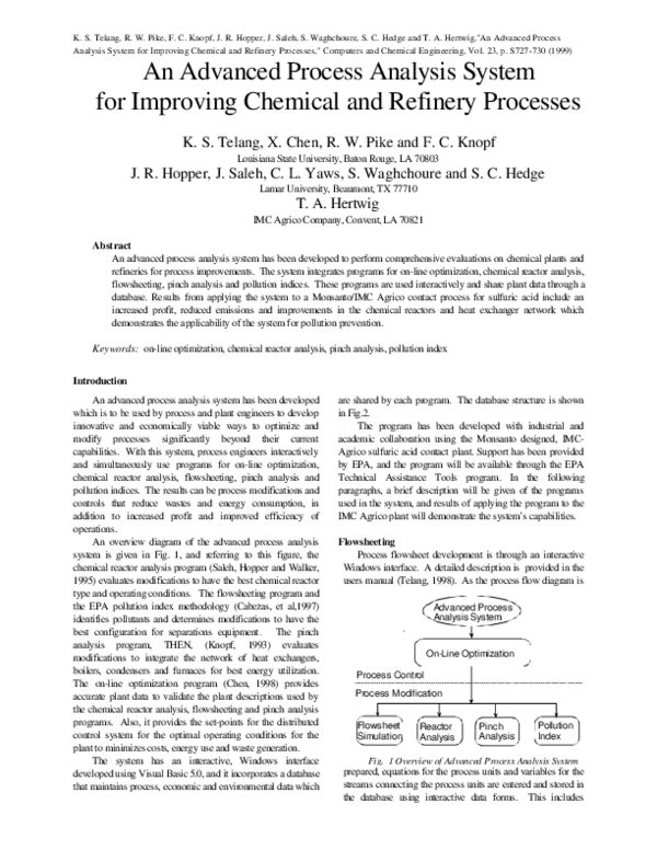(PDF) An advanced process analysis system for improving chemical and ...