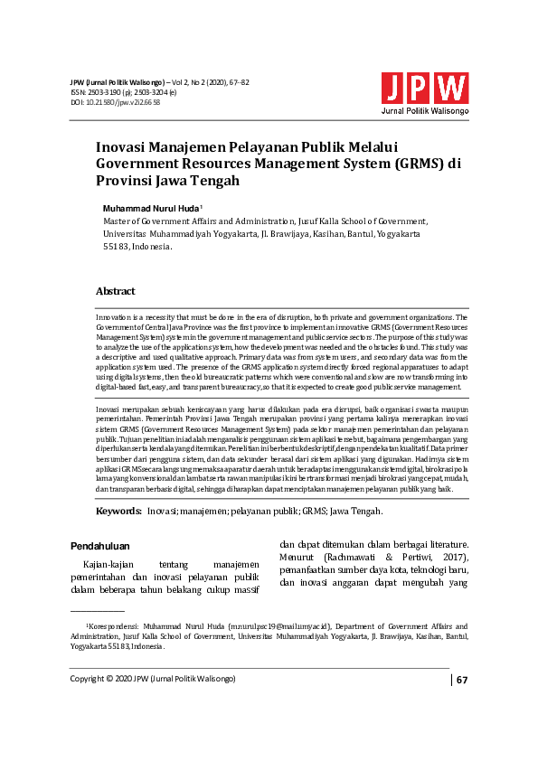 (PDF) Inovasi Manajemen Pelayanan Publik Melalui Government Resources ...