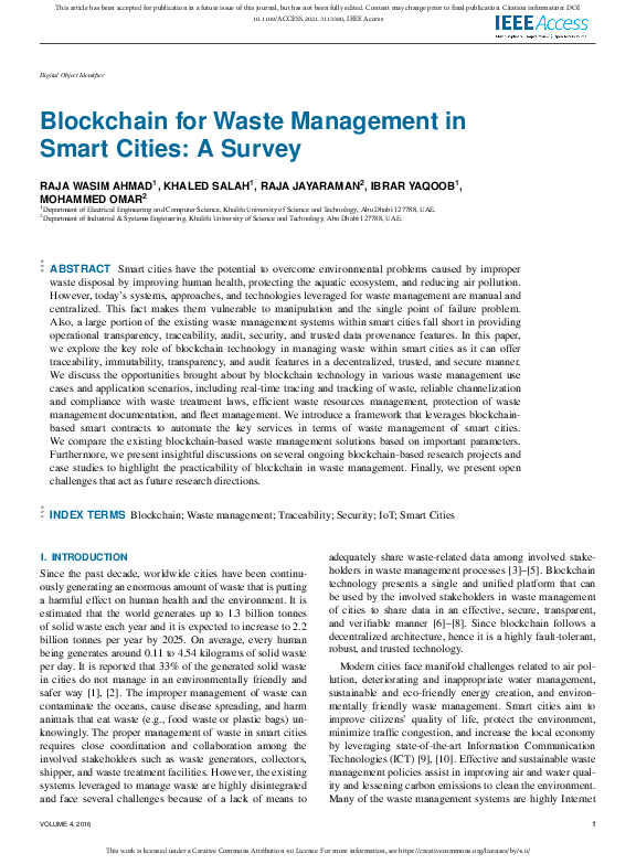 (PDF) A Blockchain-Based IoT-Enabled E-Waste Tracking and Tracing System for Smart Cities | Atta ...