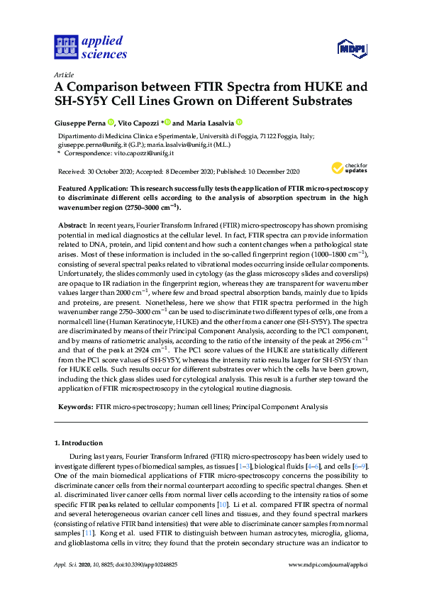 (PDF) A Comparison between FTIR Spectra from HUKE and SH-SY5Y Cell ...