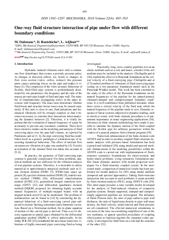 (PDF) One-way fluid structure interaction of pipe under flow with different boundary conditions ...