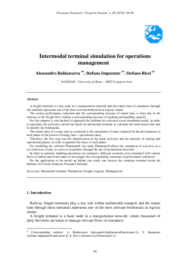 (PDF) Intermodal terminals simulation for operation management