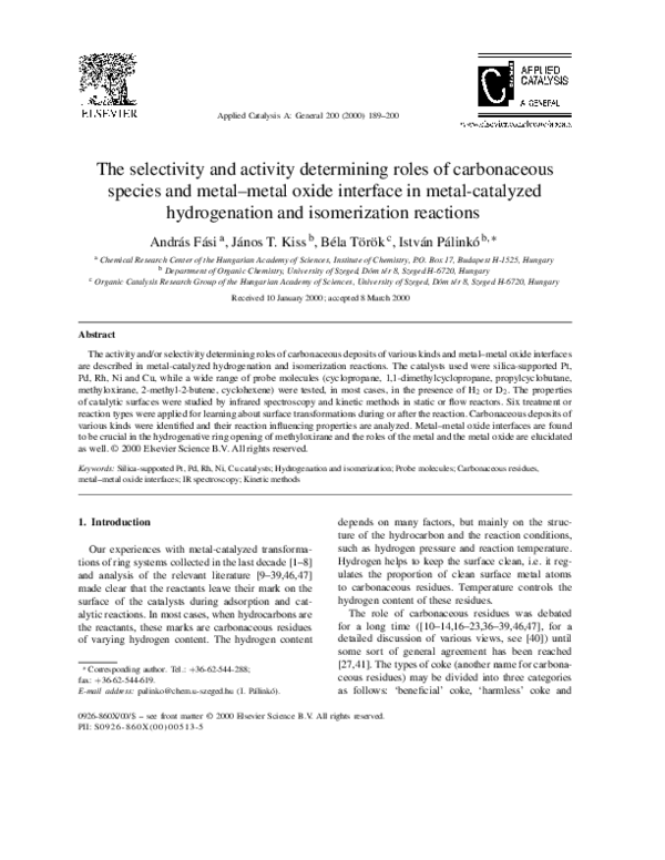 (PDF) The selectivity and activity determining roles of carbonaceous species and metal–metal ...