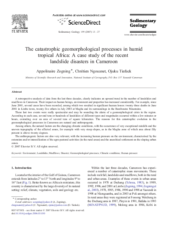 (PDF) The catastrophic geomorphological processes in humid tropical ...