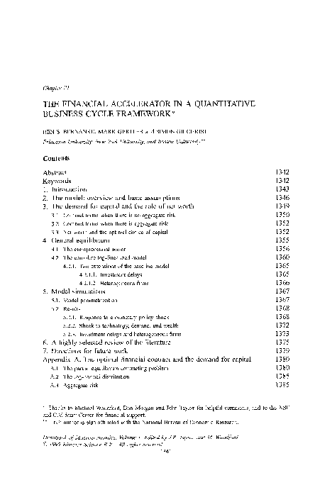 (PDF) The Financial Accelerator in a Quantitative Business Cycle Framework