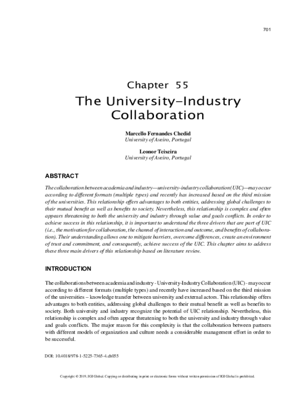(PDF) The University-Industry Collaboration