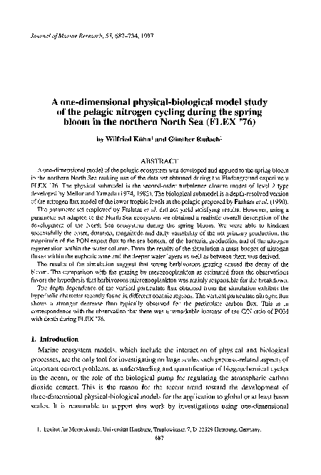 (PDF) A one-dimensional physical-biological model study of the pelagic nitrogen cycling during ...