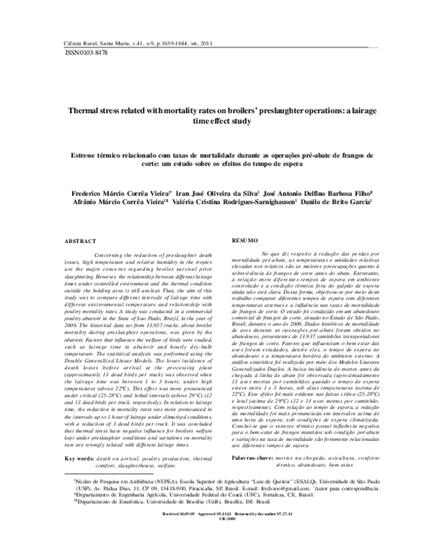 (PDF) Impact of Lairage Time on Broiler Mortality