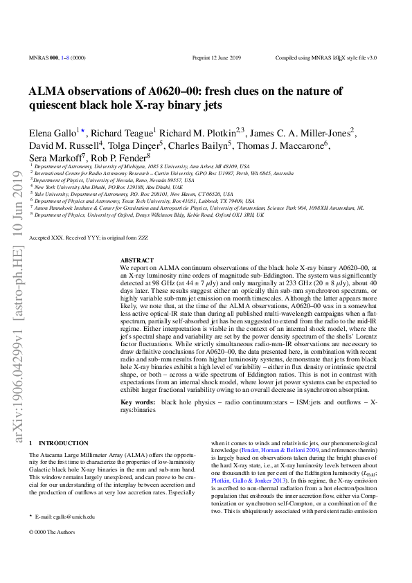 (PDF) ALMA observations of A0620–00: fresh clues on the nature of ...