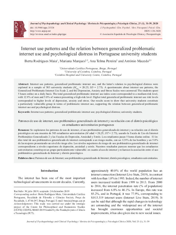 (PDF) Internet use patterns and the relation between generalized ...