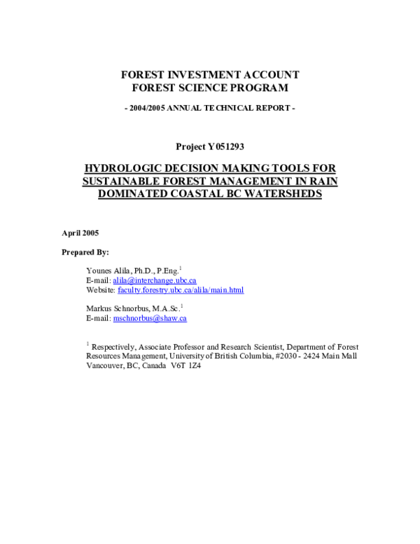 (PDF) Forest Investment Account Forest Science Program