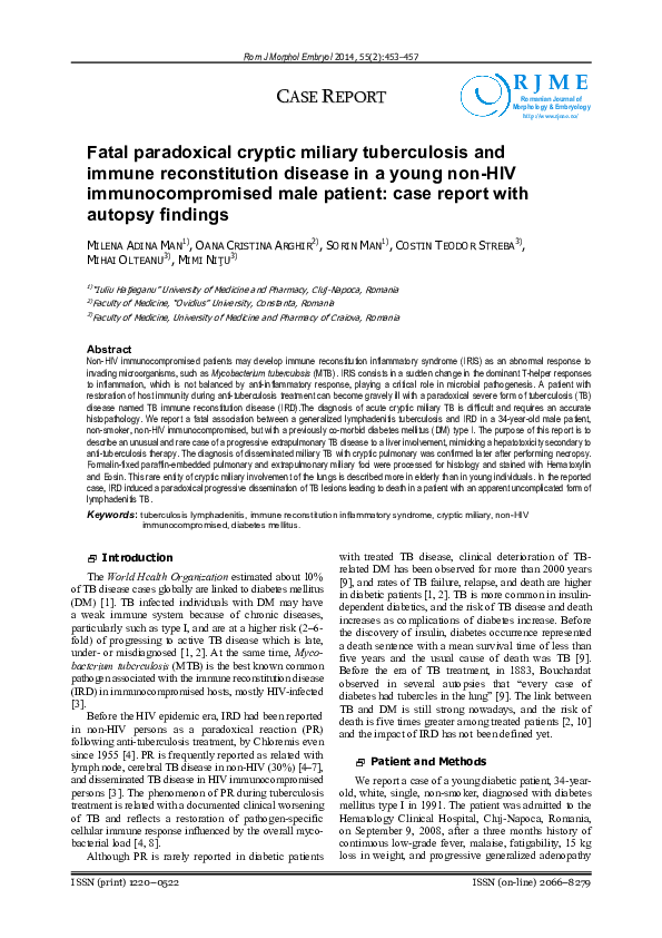 (PDF) Fatal paradoxical cryptic miliary tuberculosis and immune reconstitution disease in a ...