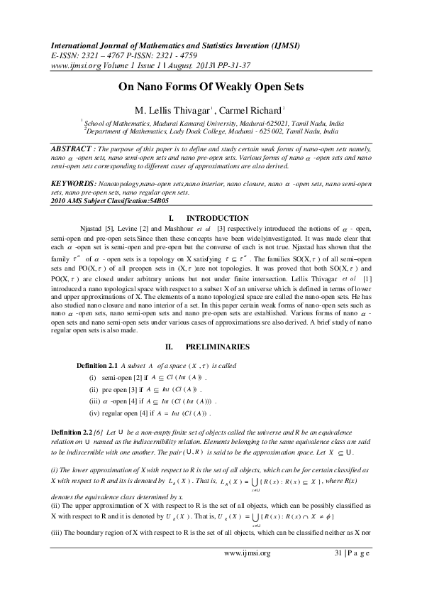 (PDF) On Nano Forms Of Weakly Open Sets