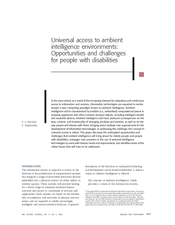 (PDF) Universal access to ambient intelligence environments ...