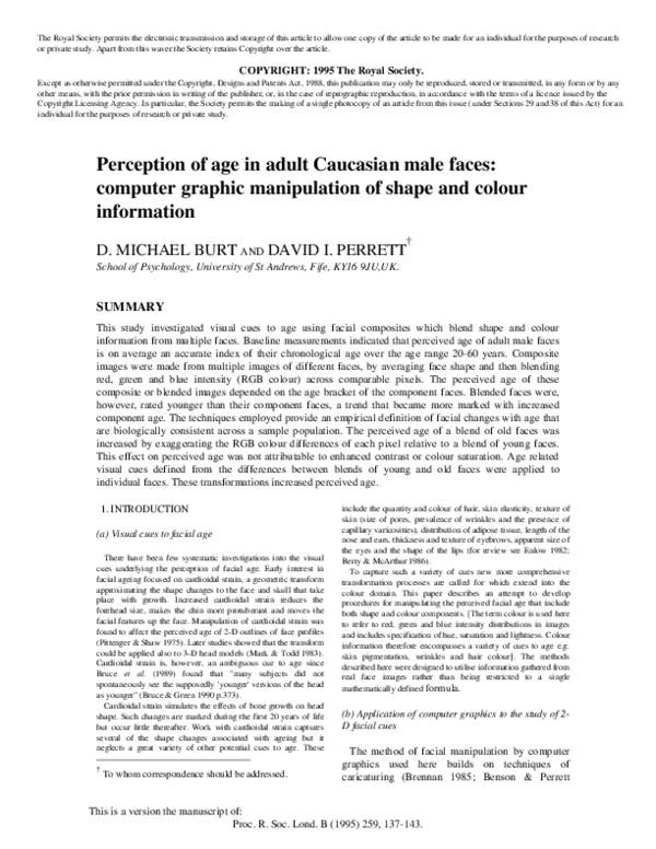 (PDF) Perception of Age in Adult Caucasian Male Faces: Computer Graphic ...