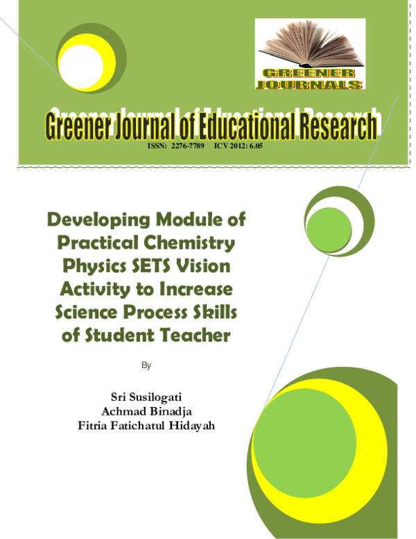 (PDF) Developing Module of Practical Chemistry Physics SETS Vision Activity to Increase Science ...