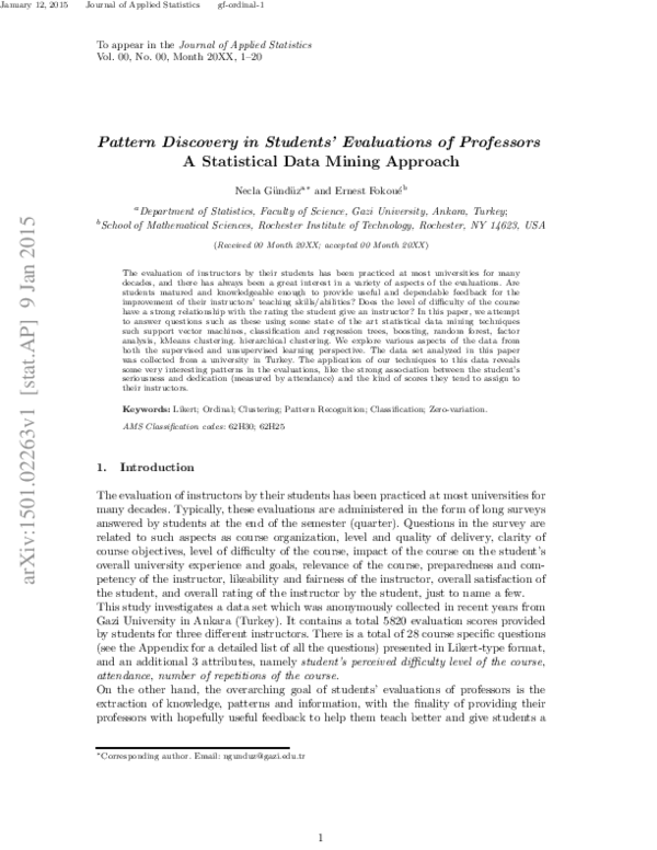 (PDF) Pattern Discovery in Students' Evaluations of Professors: A ...