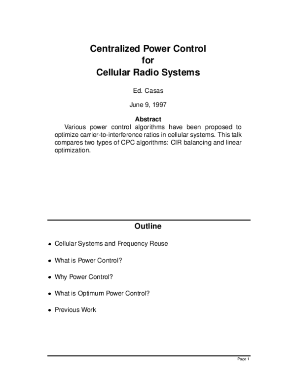 (PDF) Centralized power control in cellular radio systems