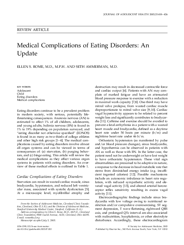 (PDF) Medical complications of eating disorders: an update