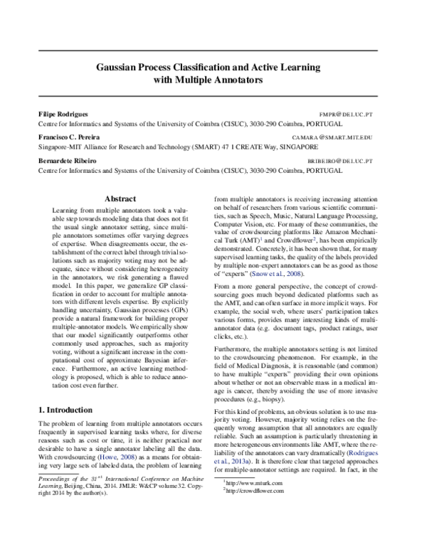 (PDF) Gaussian Process Classification and Active Learning with Multiple Annotators