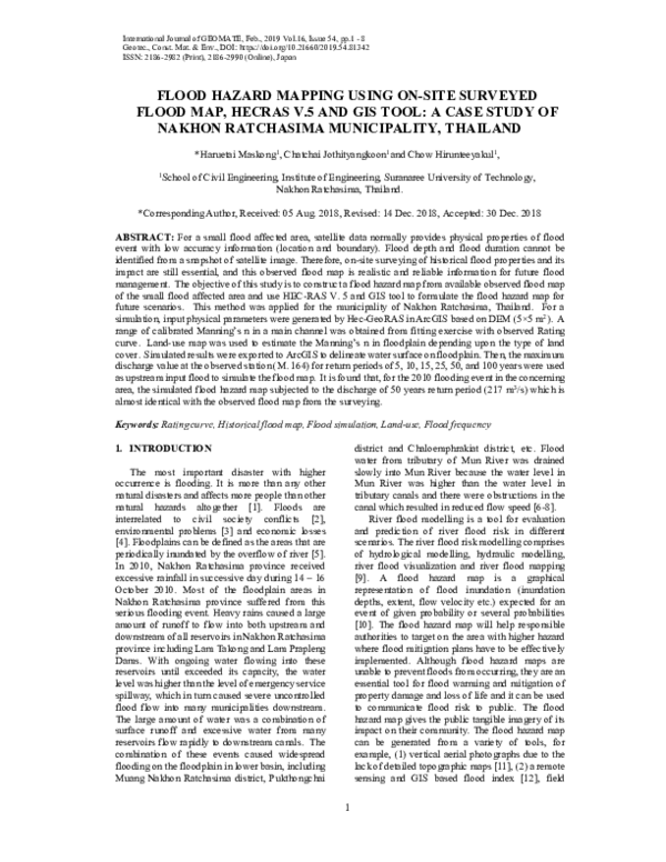 (PDF) Flood Hazard Mapping Using On-Site Surveyed Flood Map, Hecras V.5 ...