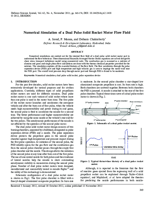 (PDF) Numerical Simulation of a Dual Pulse Solid Rocket Motor Flow Field