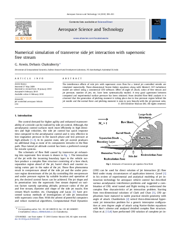(PDF) Numerical simulation of transverse side jet interaction with ...