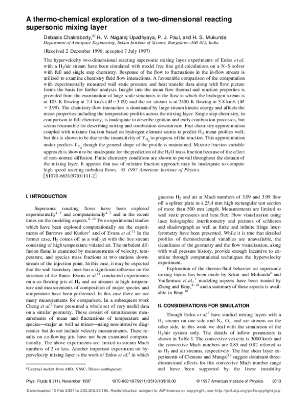 (PDF) A thermo-chemical exploration of a two-dimensional reacting supersonic mixing layer